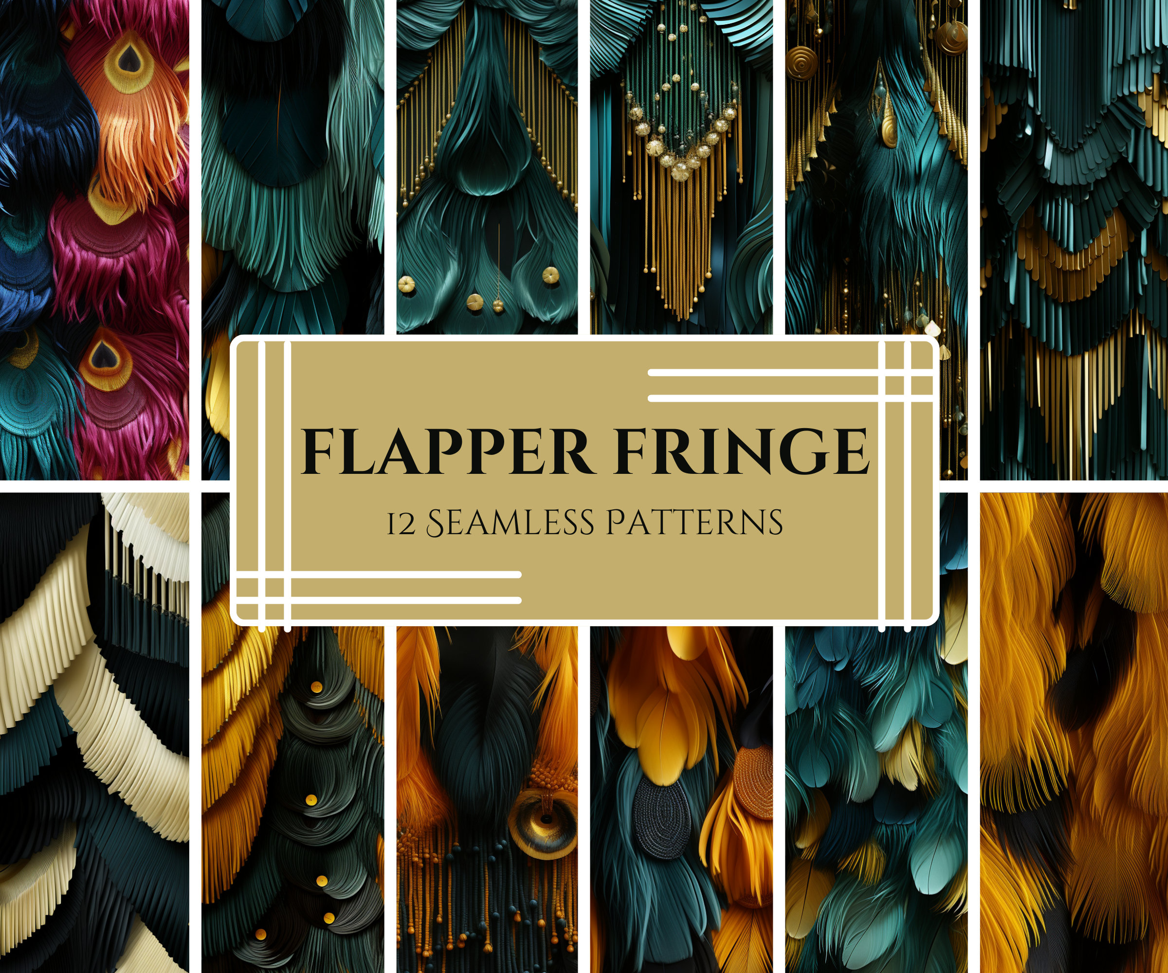 1920s Art Deco Fringe Patterns - Digital Flapper Tassel Designs PNG ...