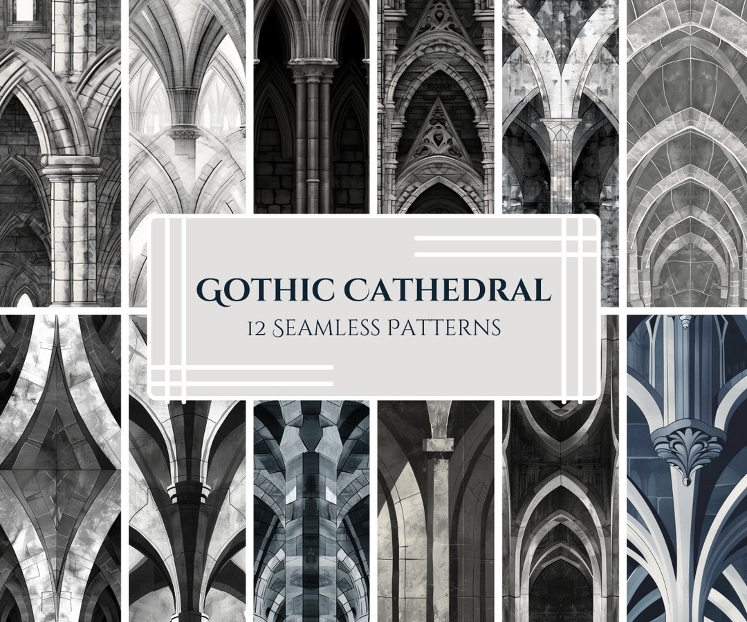 Gothic Cathedral Architecture Pattern Pack - Majestic Arches & Stone ...