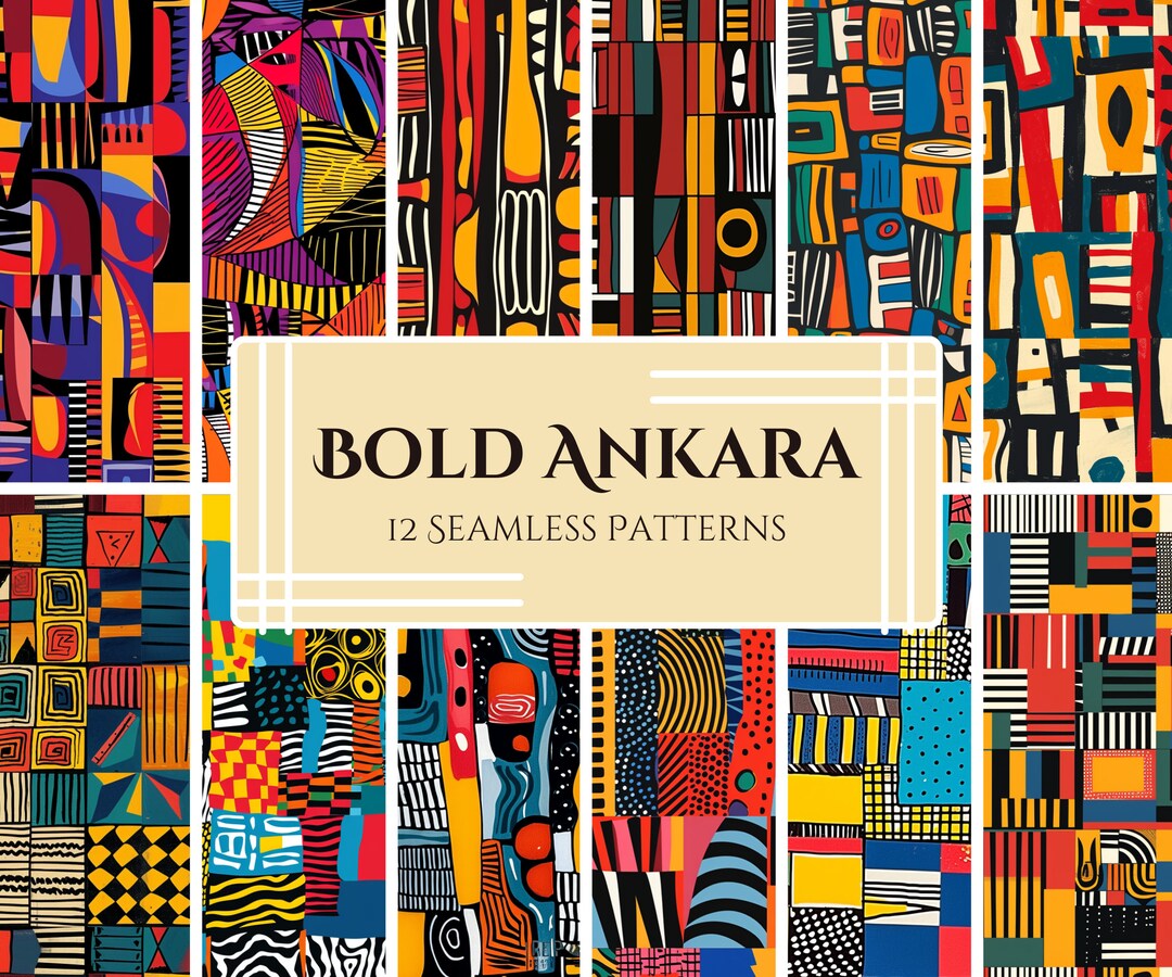 Ankara-inspired Digital Pattern Pack - Bold Geometric Abstract Designs ...