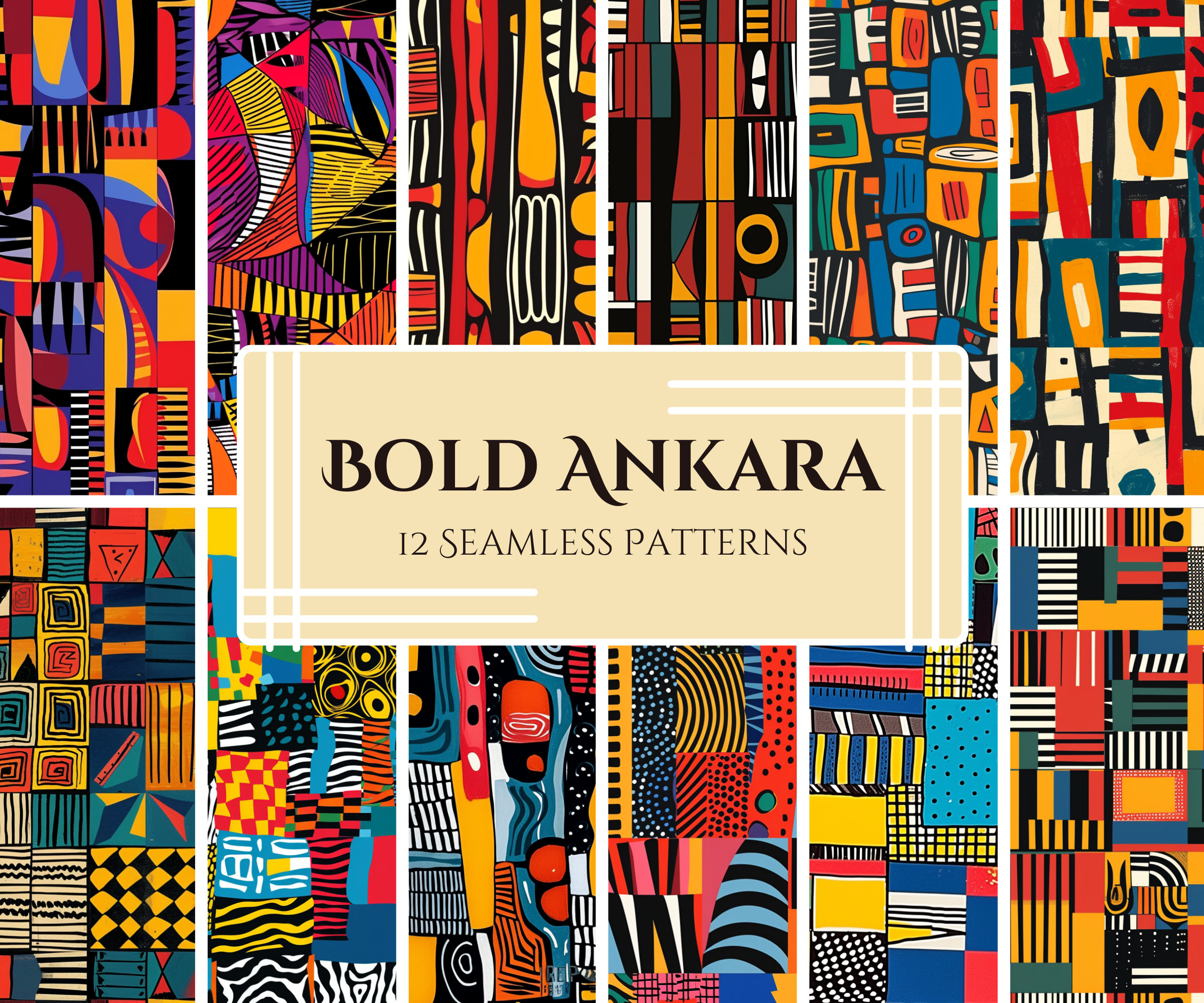 Ankara-inspired Digital Pattern Pack - Bold Geometric Abstract Designs ...