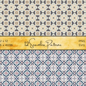 Andalusian Tile Pattern Pack: Floral & Arabic Motifs (PNG) - Etsy