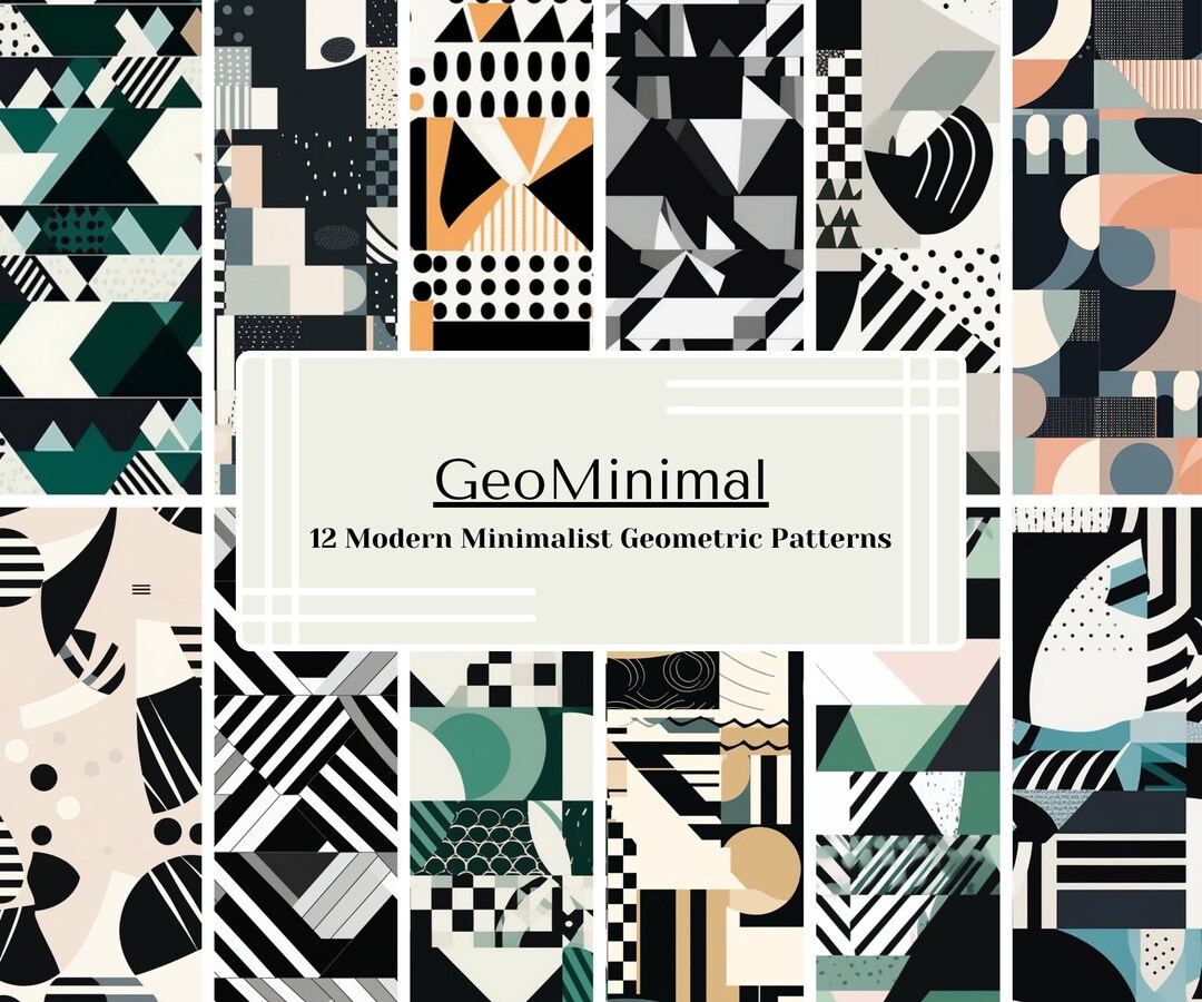 Geominimal - 12 Modern Minimalist Geometric Patterns - Digital Download ...