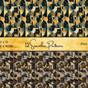 Metallic Deco Pattern Pack - 1920s-1930s Art Deco, Bold Geometric ...