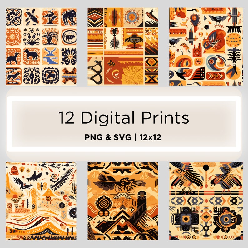 Pueblo Art Seamless Pattern Pack: Tribal Geometric Designs (PNG) - Etsy