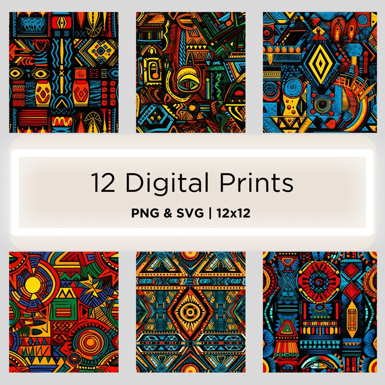 Ankara-inspired Afrocentric Design 12 Vibrant African PNG & SVG Digital ...