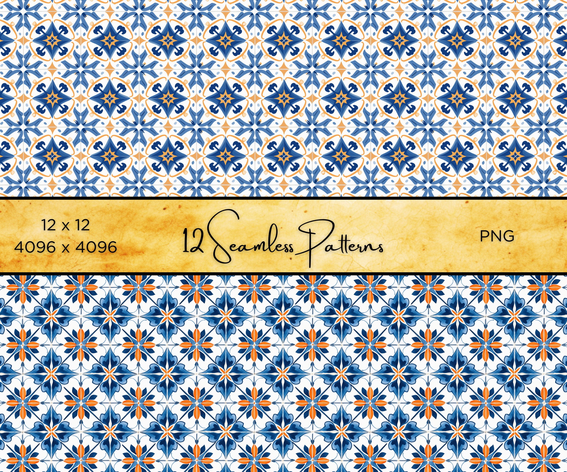 Moroccan Tile Digital Pattern Pack - 12 Mediterranean and North African ...