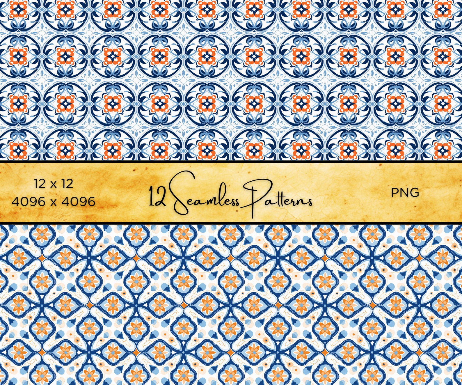 Moroccan Tile Digital Pattern Pack - 12 Mediterranean and North African ...