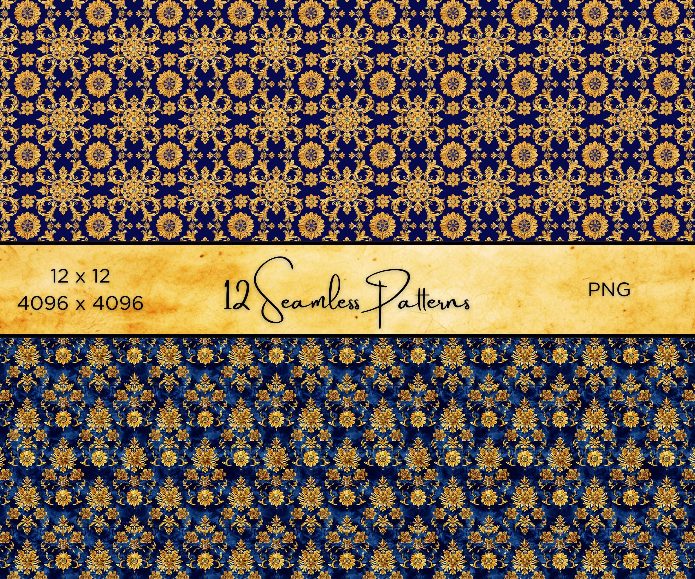 Luxurious Royal Blue and Gold Floral Ankara Pattern Pack – Mandingo ...