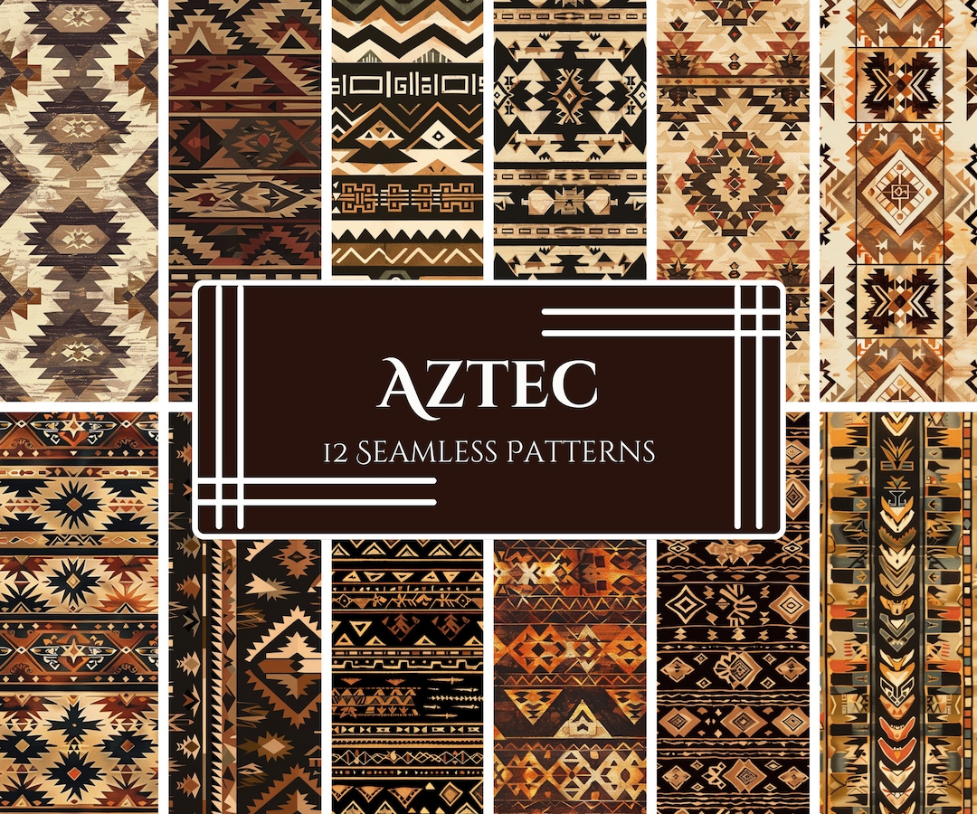 Aztec Geometric Patterns in Earth Tones | Tribal Bohemian Decor ...
