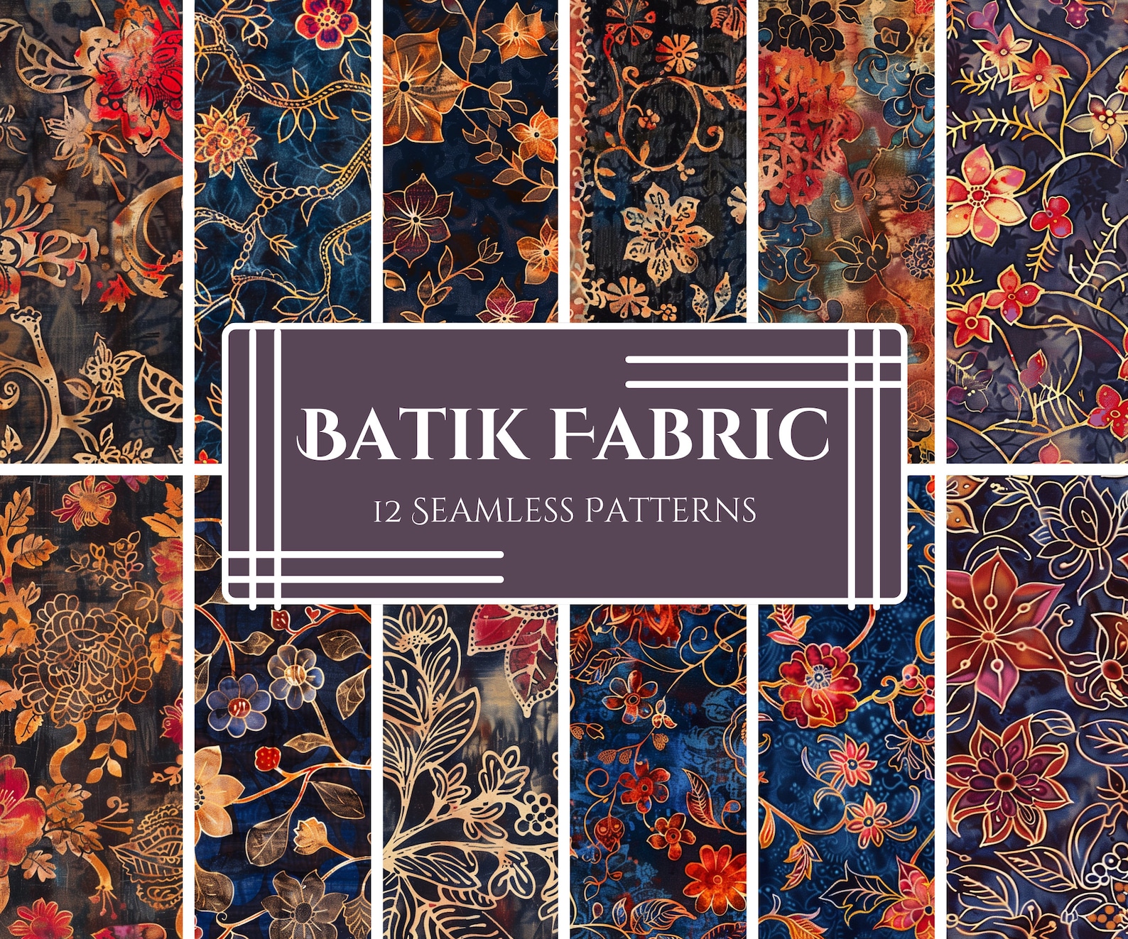 Southeast Asian Batik Pattern Pack: Floral & Geometric PNG (digital ...