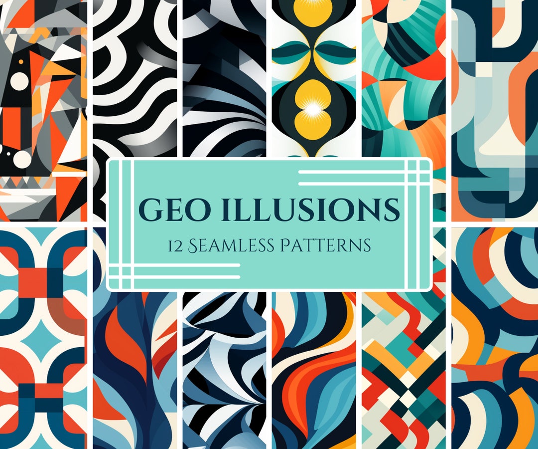 Geo Illusions: Digital Geometric Patterns (12-pack) – PNG – Perfect for ...