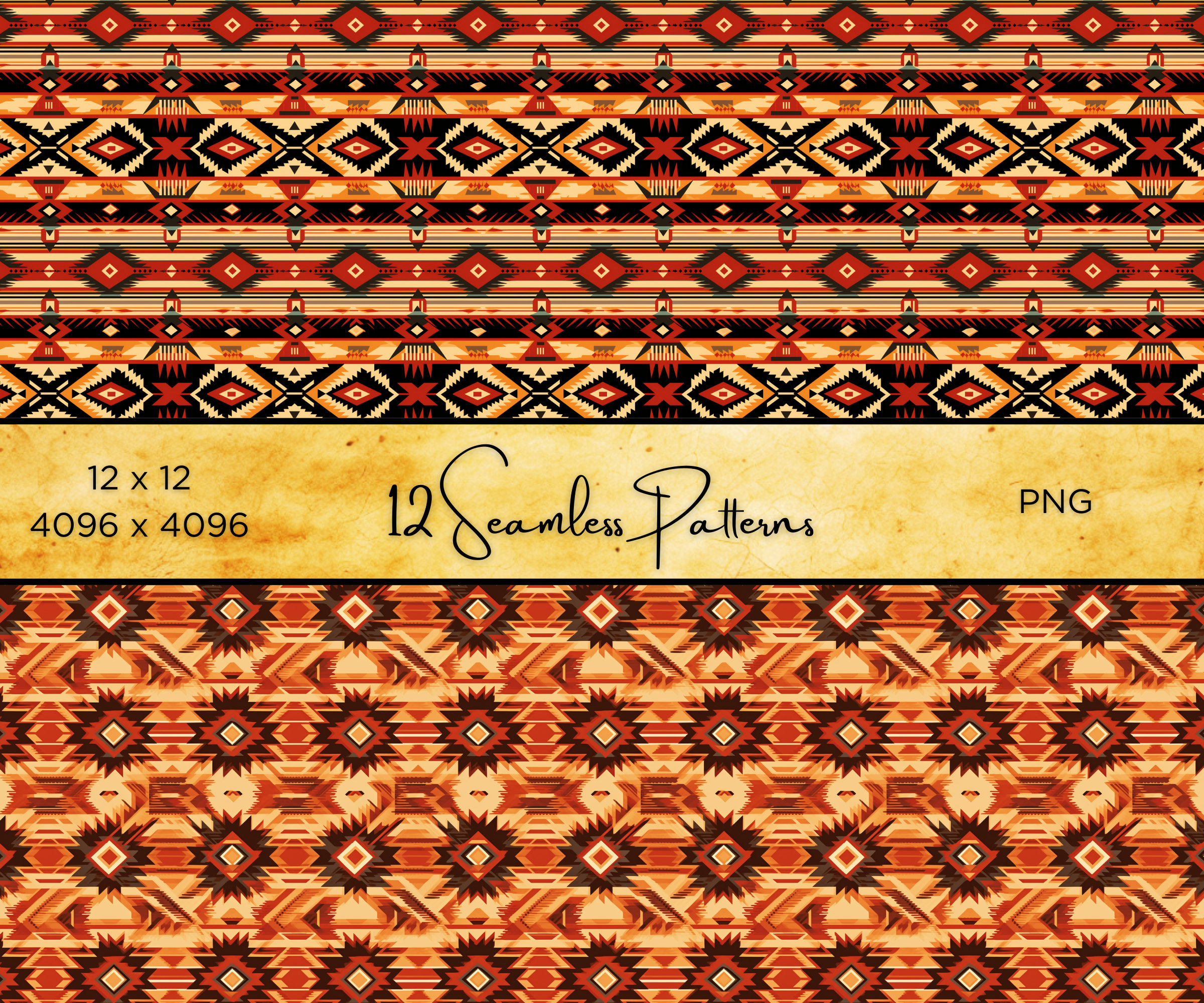 Native American Inspired Digital Patterns Pack – Earthy Geometric ...
