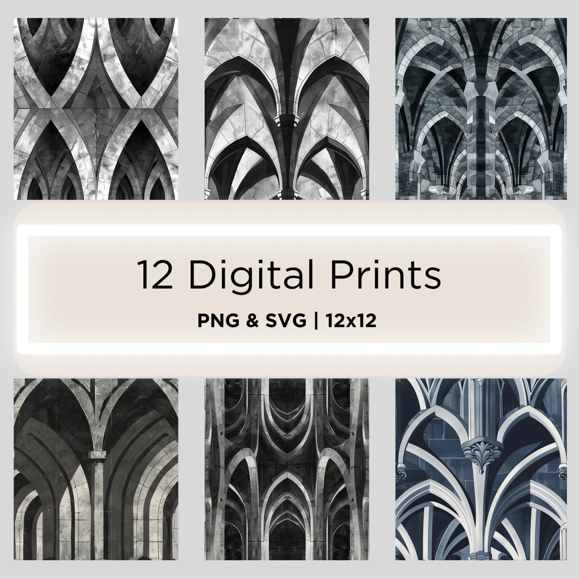 Gothic Cathedral Architecture Pattern Pack - Majestic Arches & Stone ...