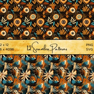 Fulani Voyage Floral & Tribal Pattern Pack - Earthy Tones Digital Paper ...
