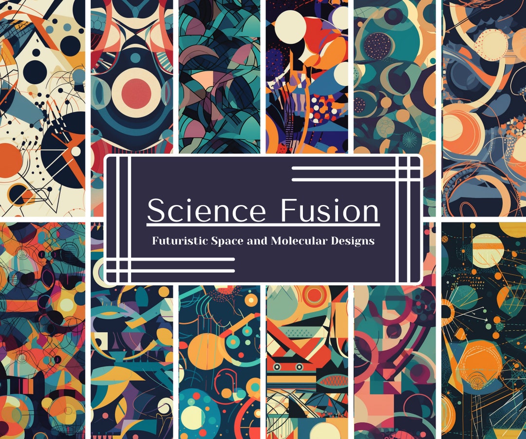 Science-inspired Futurism: 12 Seamless Patterns Ideal for Scrapbooking ...