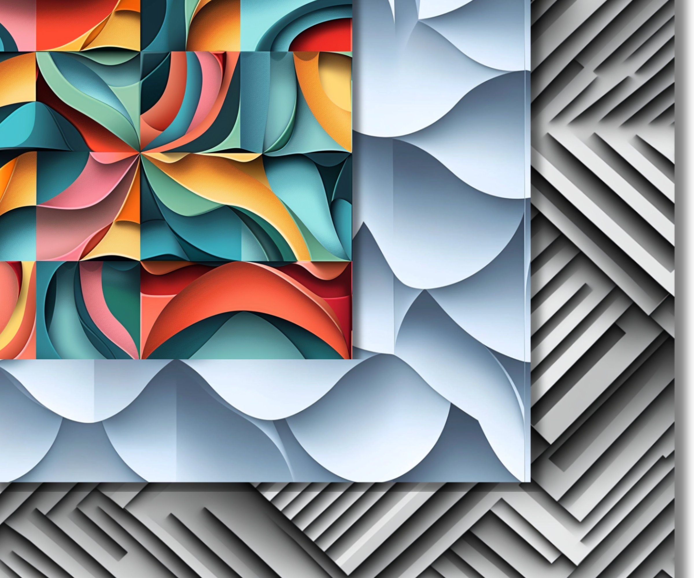 3D Geometric Paper Cut Patterns: Modern Wall Art (PNG) - Etsy