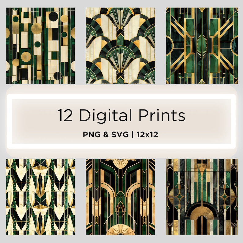 Art Deco Geometric Patterns: 1920s Style (PNG) - Etsy