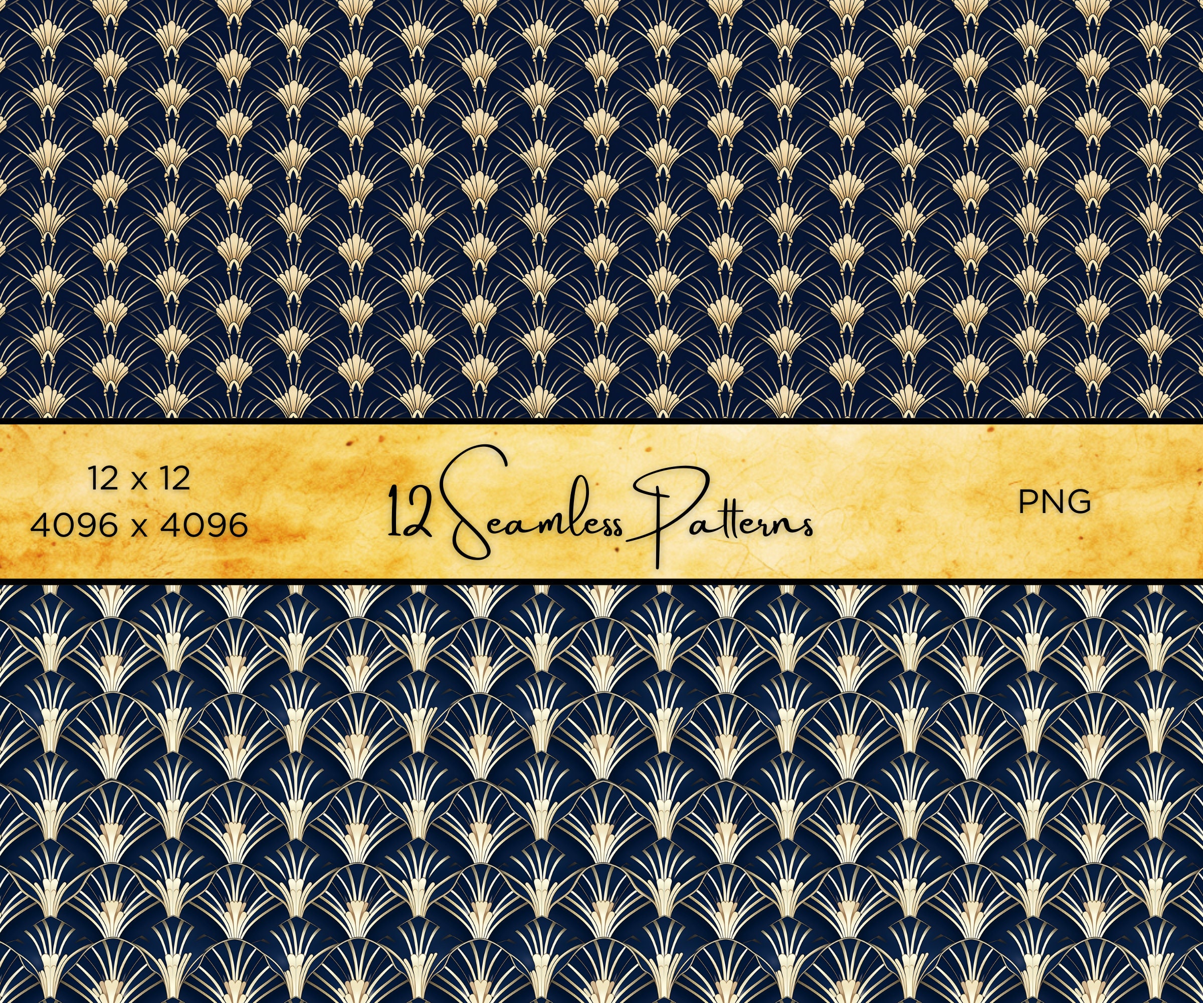 Luxurious Geometric Art Deco Wallpaper Pattern Pack Navy Blue, Cream ...