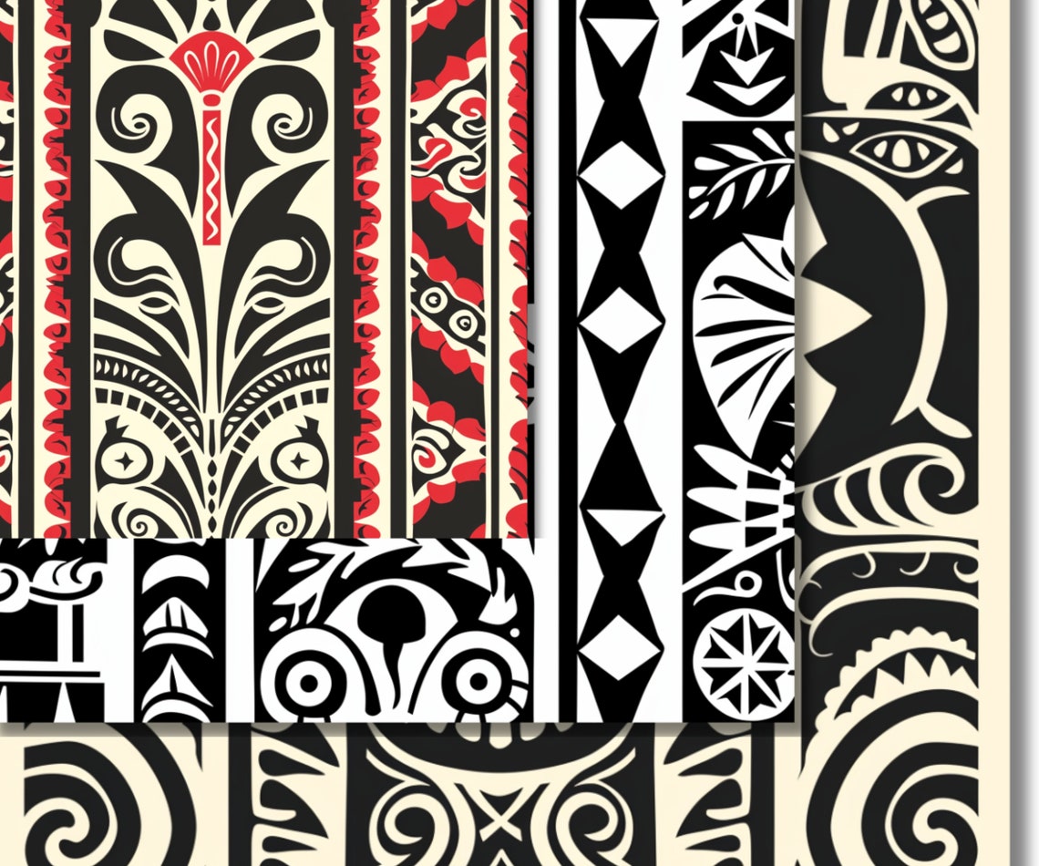 Polynesian Tribal Pattern Pack: Oceanic Art, PNG Files (digital ...