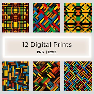 Ankara-inspired African Digital Paper: 12 Geometric PNG Patterns ...