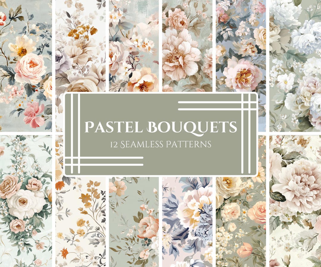 Pastel Floral Digital Paper, Vintage Watercolor Flower Patterns ...