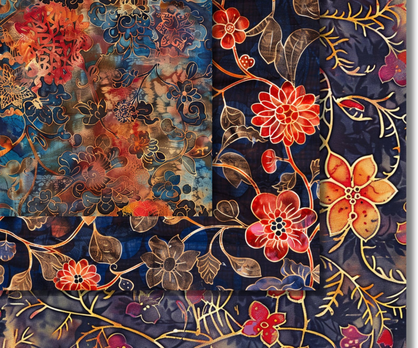 Southeast Asian Batik Pattern Pack: Floral & Geometric PNG (digital ...