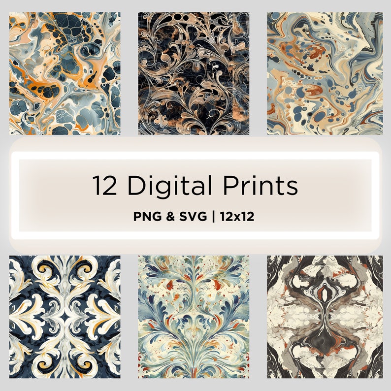 Renaissance Frescoes Marbled Digital Paper: Vintage Scrapbooking ...