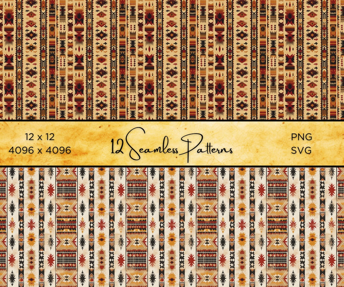 Native American Inspired Tapestry Patterns Pack - Southwestern Tribal ...