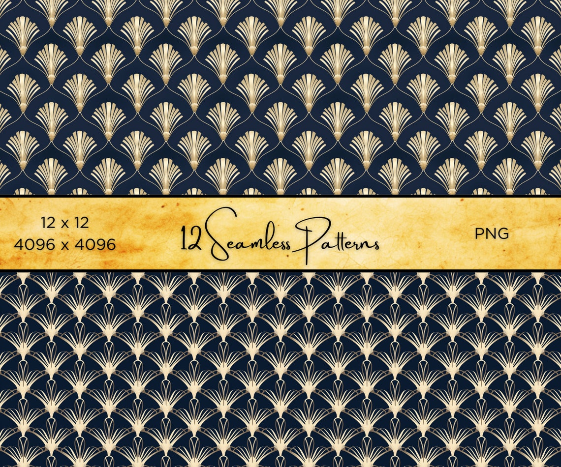 Luxurious Geometric Art Deco Wallpaper Pattern Pack Navy Blue, Cream ...