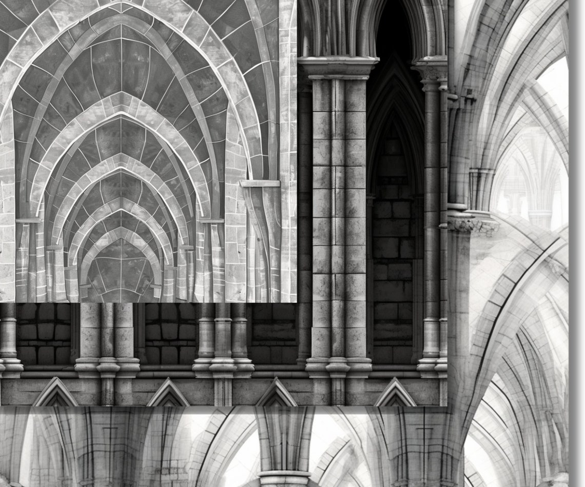 Gothic Cathedral Architecture Pattern Pack - Majestic Arches & Stone ...