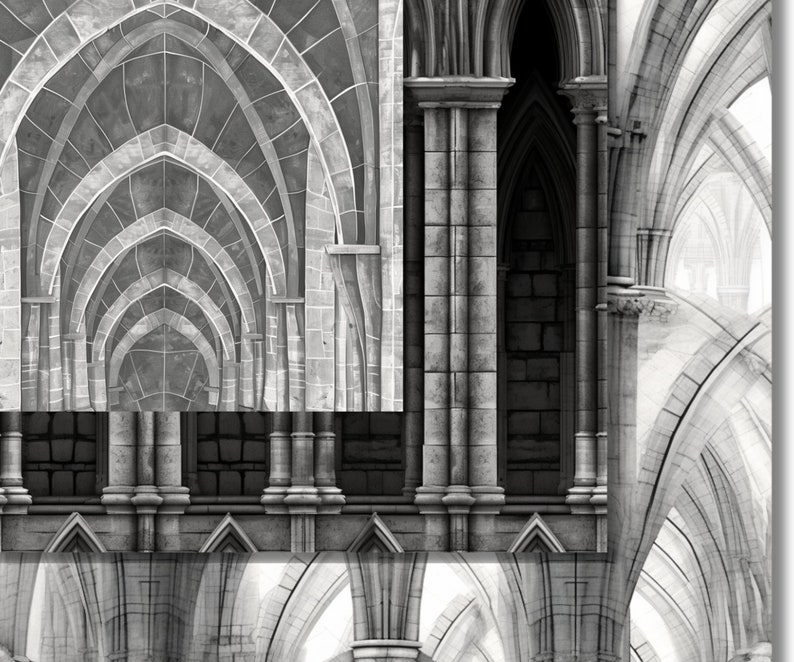 Gothic Cathedral Architecture Pattern Pack - Majestic Arches & Stone ...