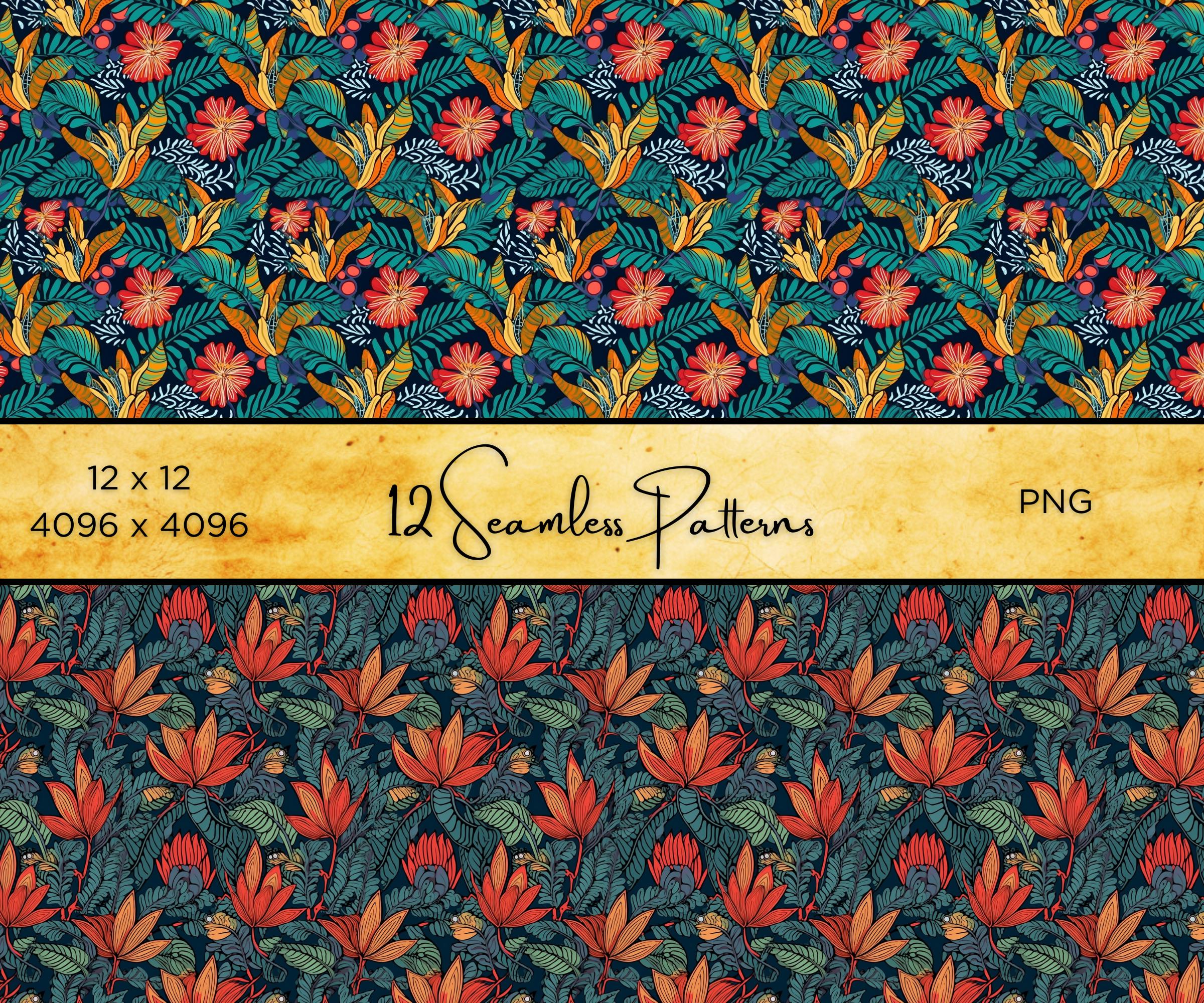 African Floral Pattern Pack: 12 Vibrant PNG Digital Papers (digital ...