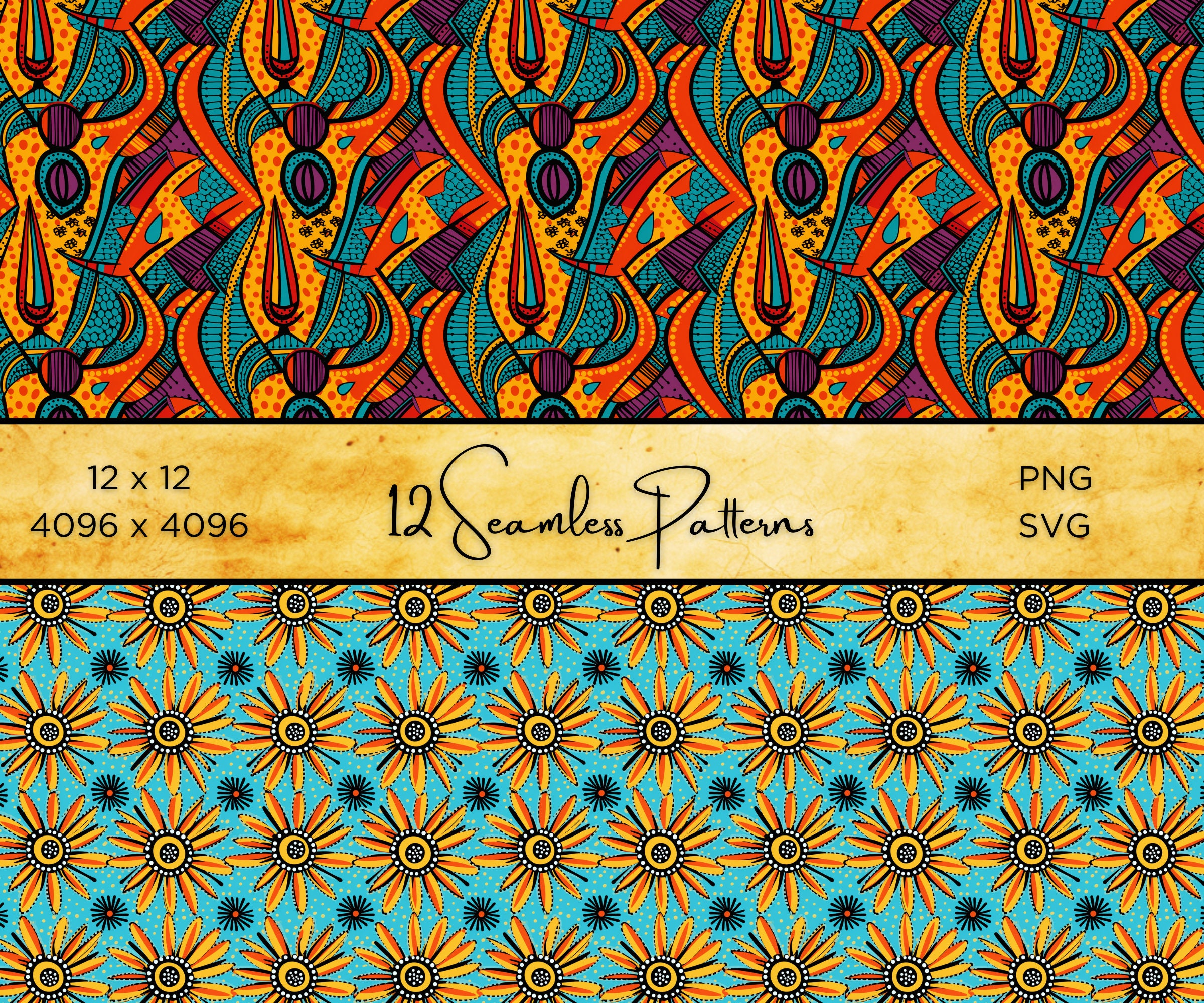 Vibrant Ankara-inspired Afrocentric Design 12 Vibrant African PNG & SVG ...