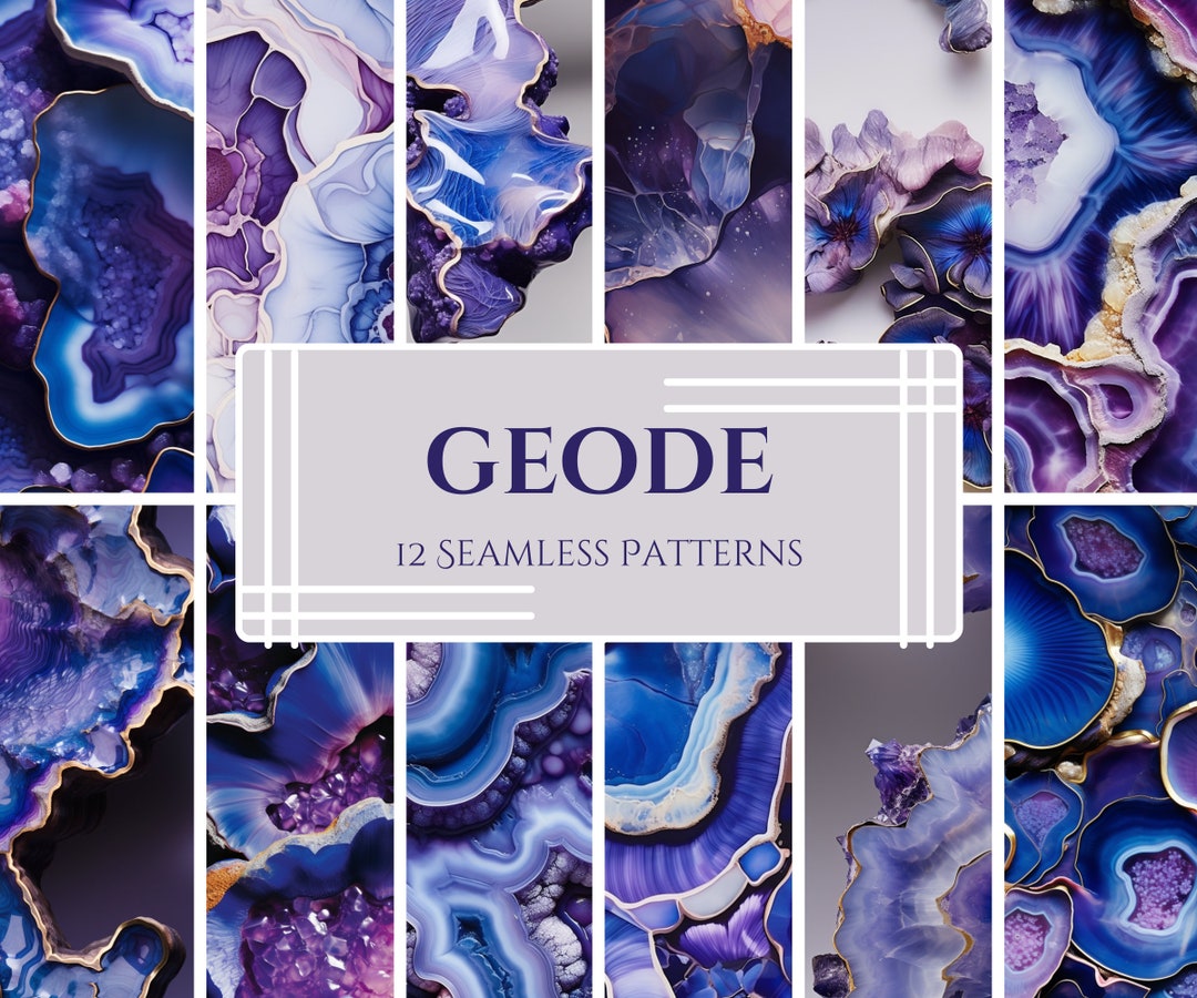 Geode Digital Patterns: Crystalline & Floral Fusion, Metallic Designs ...
