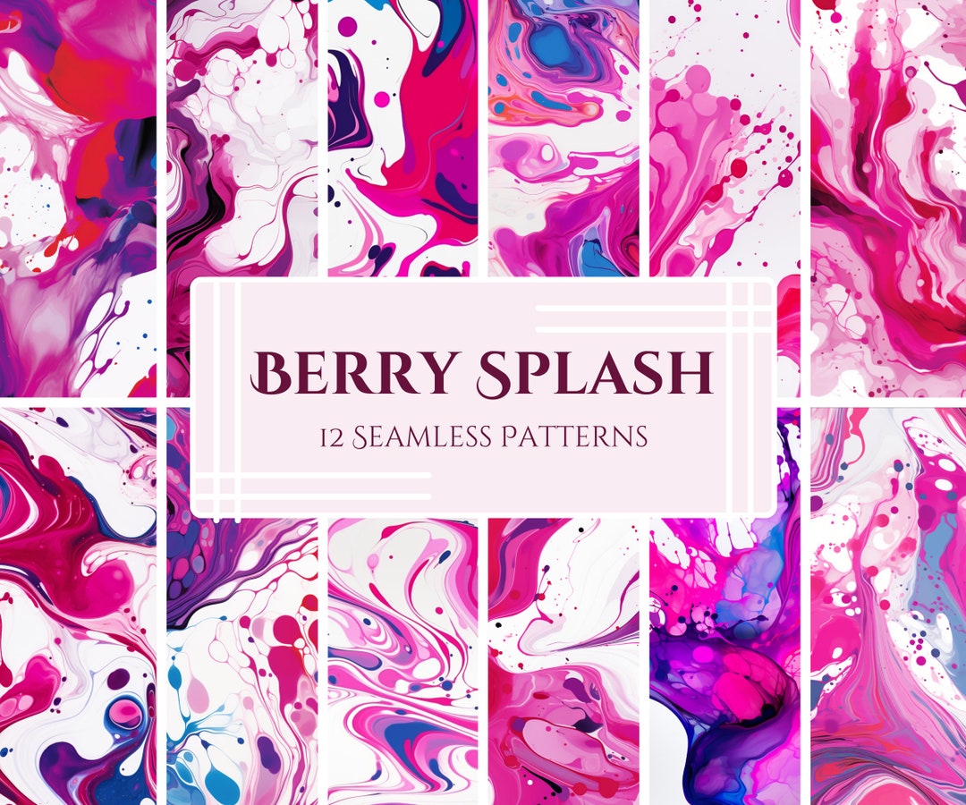 Berry Splash Abstract Pattern Pack - Bold Fluid Art Design, Vibrant ...