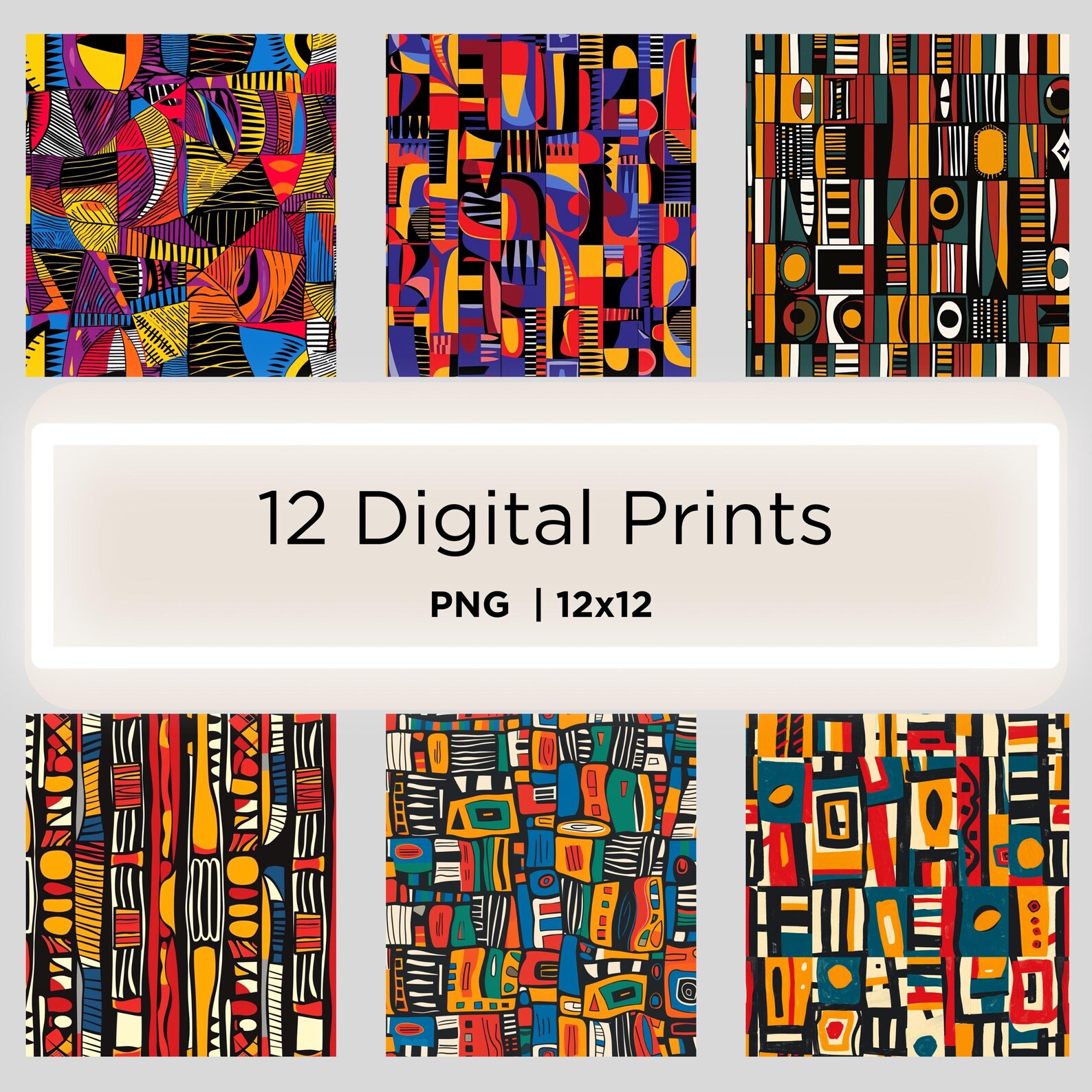 Ankara-inspired Digital Pattern Pack - Bold Geometric Abstract Designs ...
