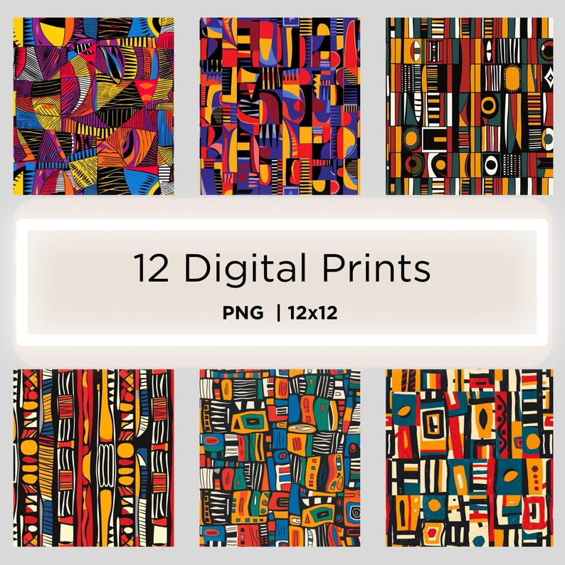 Ankara-inspired Digital Pattern Pack - Bold Geometric Abstract Designs ...