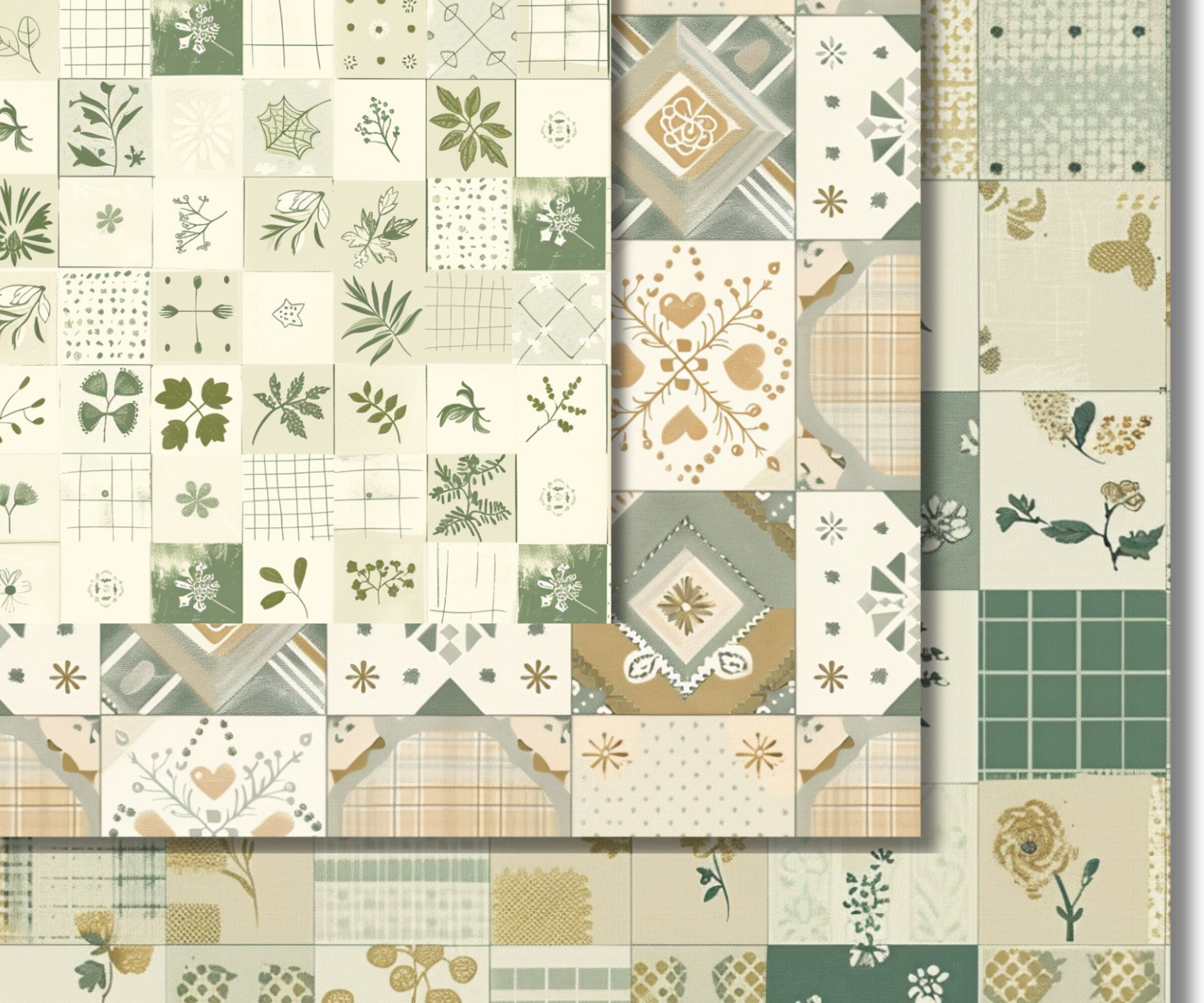 Farmhouse Quilt Pattern Pack: Rustic Botanical & Geometric Designs (PNG ...