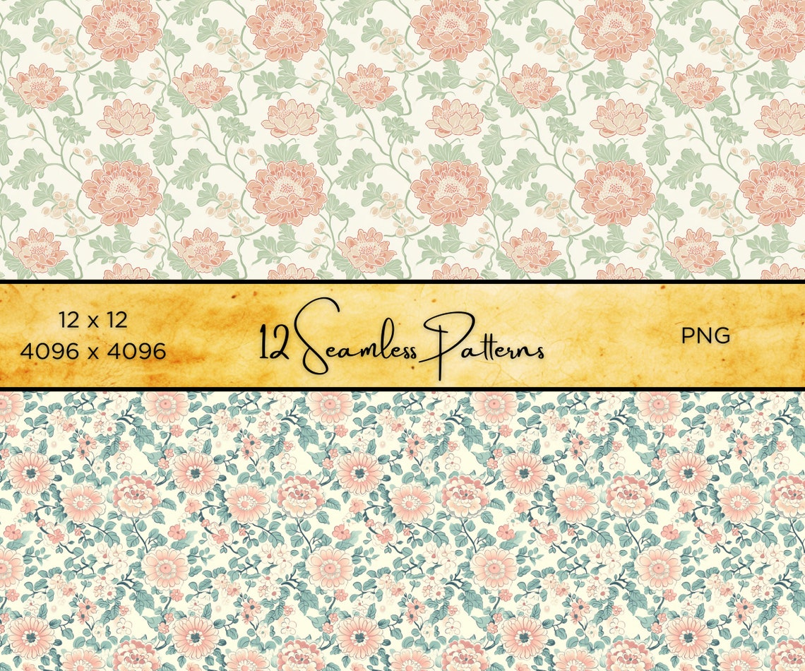 Hanbok Floral Pattern Pack: Korean Pastel Designs (PNG) - Etsy