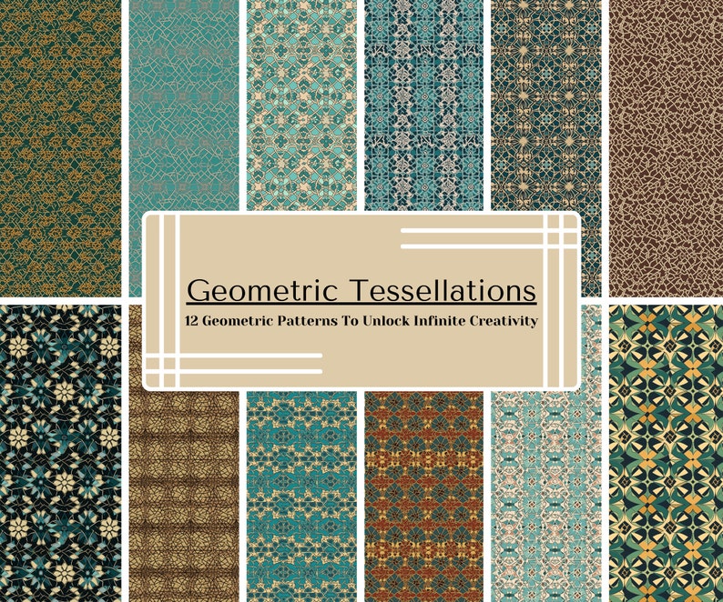 Geometric Tessellations: 12 Seamless Digital Patterns PNG Ideal for ...