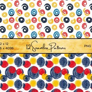 Tricolor Sam-taegeuk Pattern Pack | Swirling Red, Blue, Yellow Circular ...