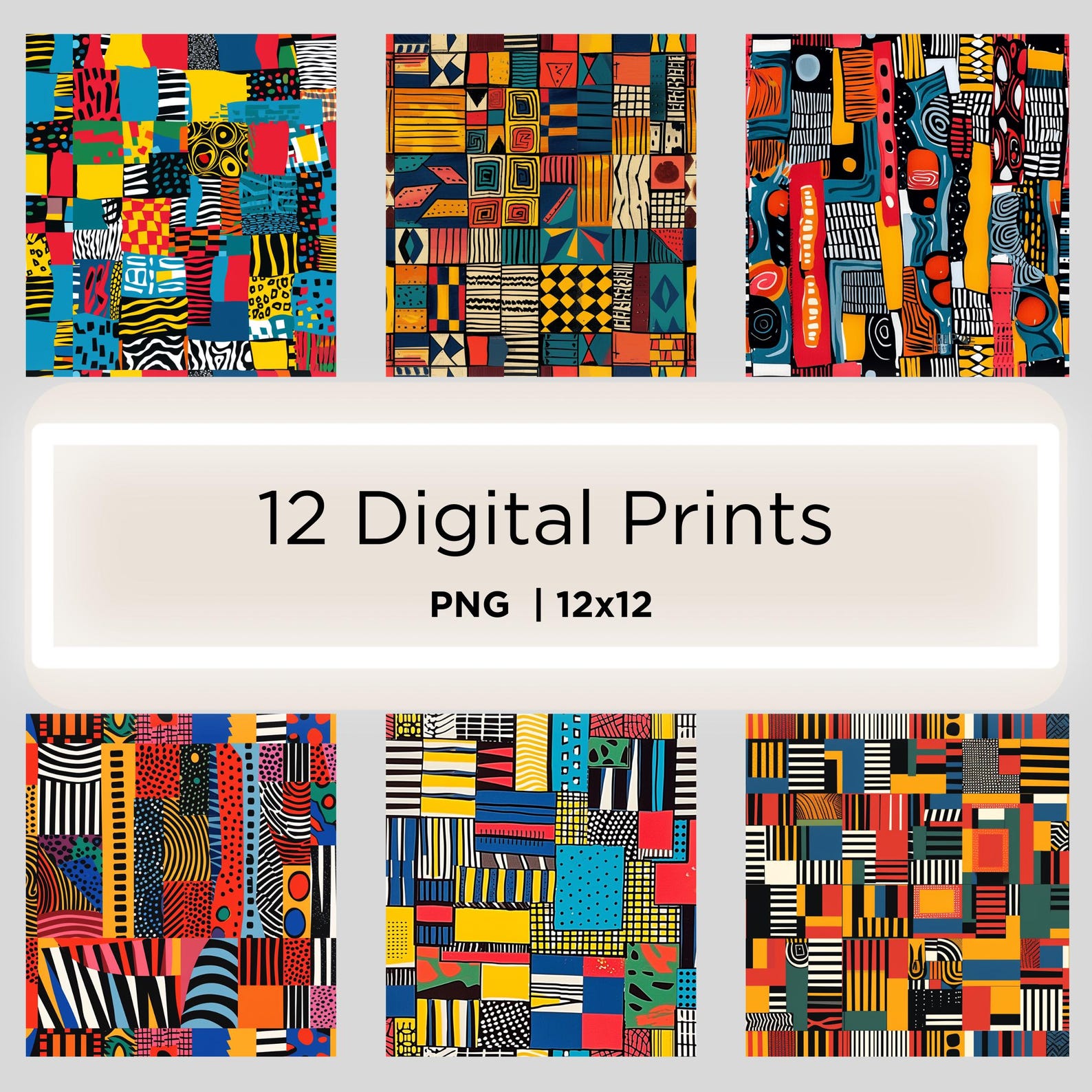 Ankara-inspired Digital Pattern Pack - Bold Geometric Abstract Designs ...