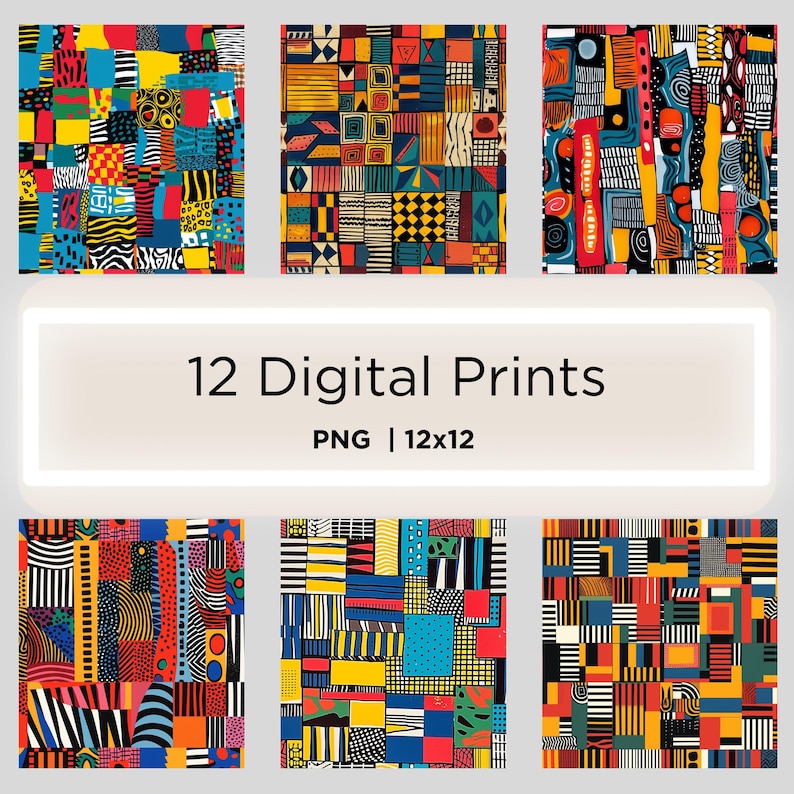 Ankara-inspired Digital Pattern Pack - Bold Geometric Abstract Designs ...