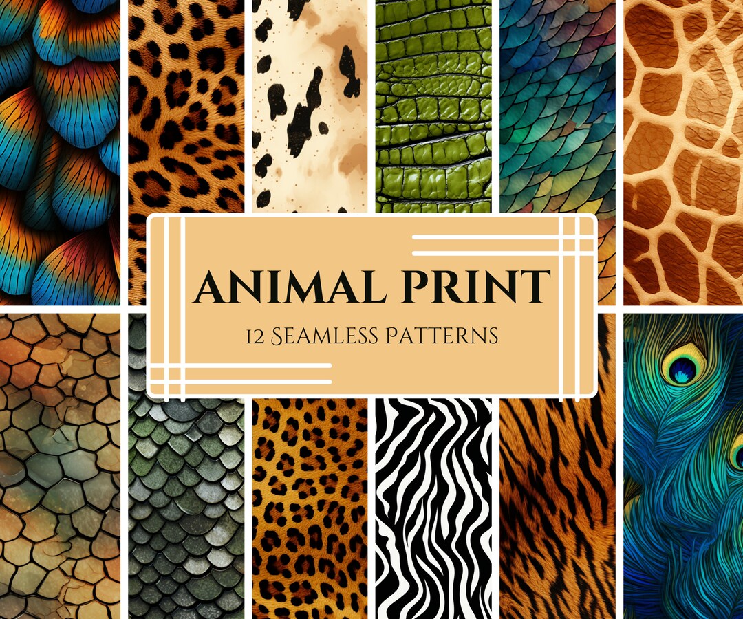 12 Seamless Animal Print Patterns – Cheetah, Leopard, Zebra Stripes ...