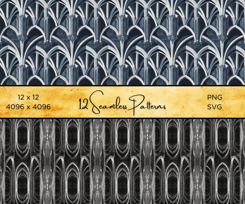 Gothic Cathedral Architecture Pattern Pack - Majestic Arches & Stone ...