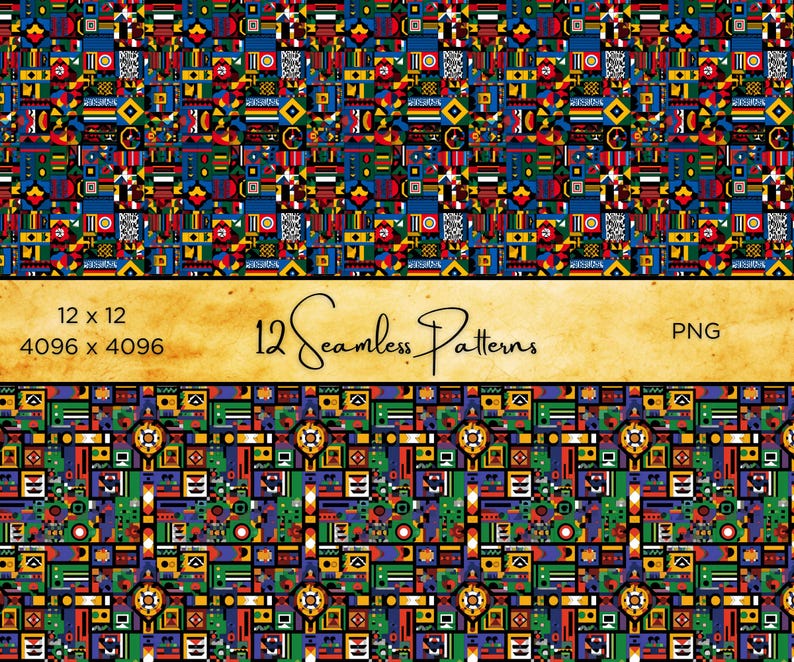 Ndebele Pattern Pack – 12 African Geometric Seamless Patterns in PNG ...