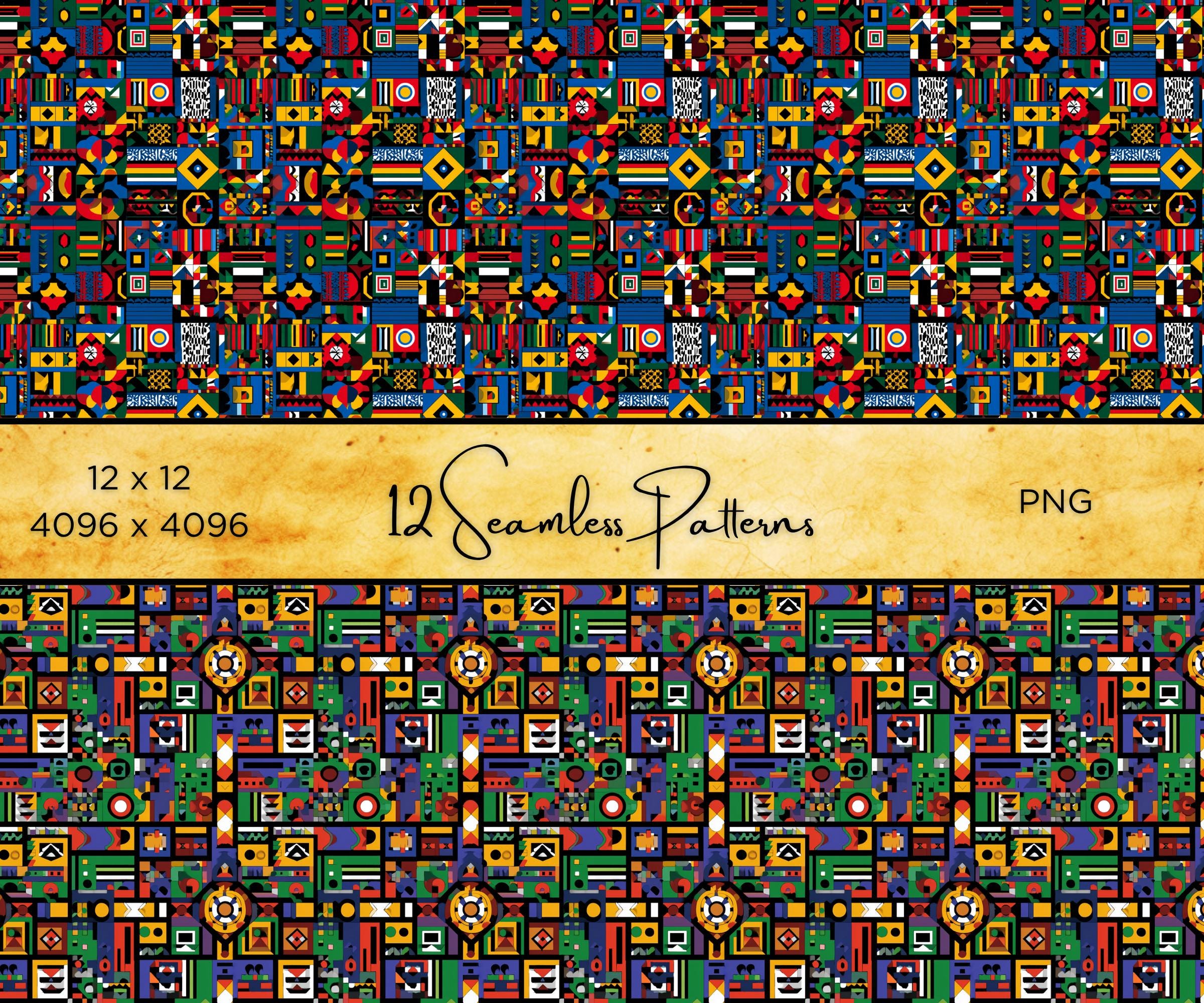Ndebele Pattern Pack – 12 African Geometric Seamless Patterns in PNG ...