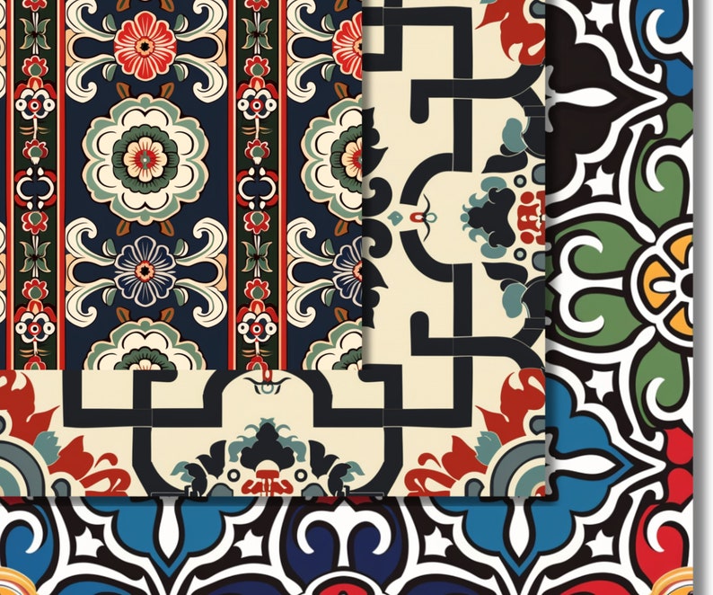 Korean Dancheong Pattern Pack: Floral & Geometric Designs (digital ...