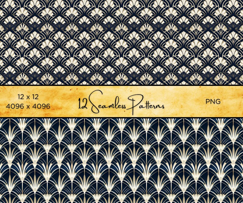 Luxurious Geometric Art Deco Wallpaper Pattern Pack Navy Blue, Cream ...
