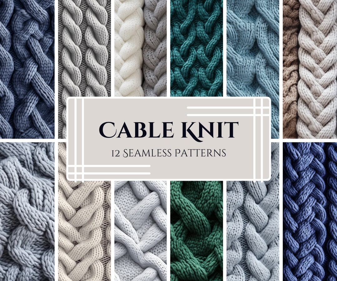 Cozy Cable Knit Seamless Pattern Pack: Teal & Gray (digital Download ...